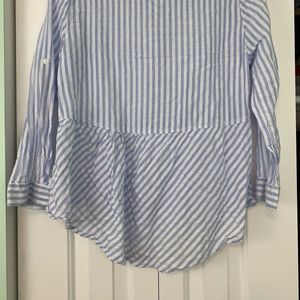 Love Notes | Tops | Love Notes Blue Striped Hi Low Long Sleeve Shirt ...